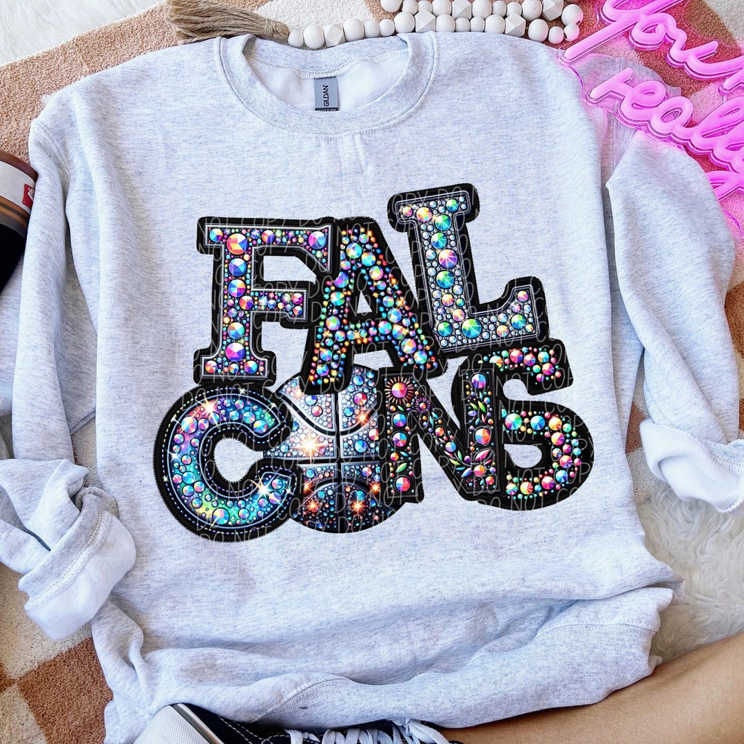 FALCONS BASKETBALL Png, Rhinestone Faux Embroidery Falcons Png, Falcons ...