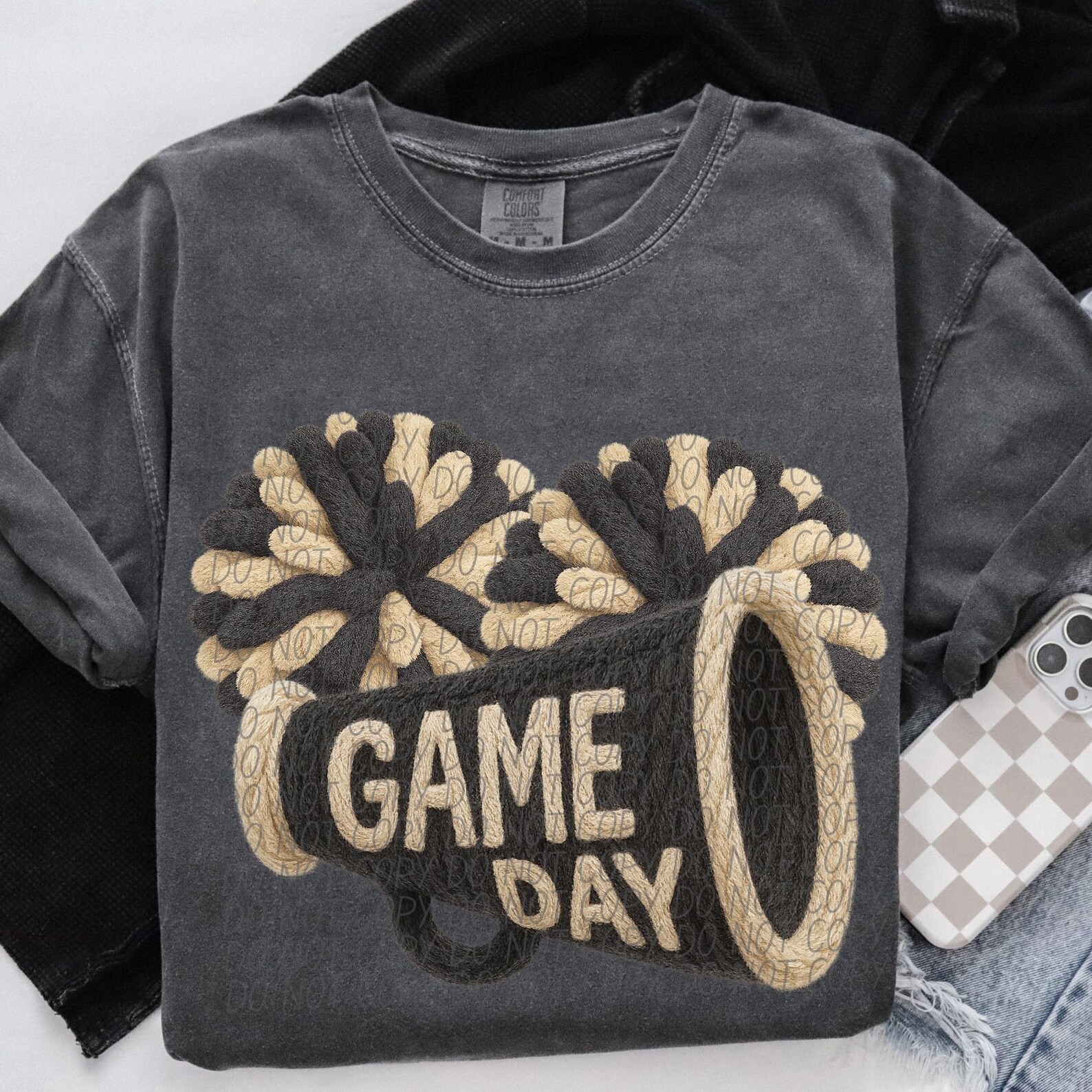 CHEER GAME DAY Png, Faux Yarn Embroidery, Crochet Cheer Png, Yarn Game ...