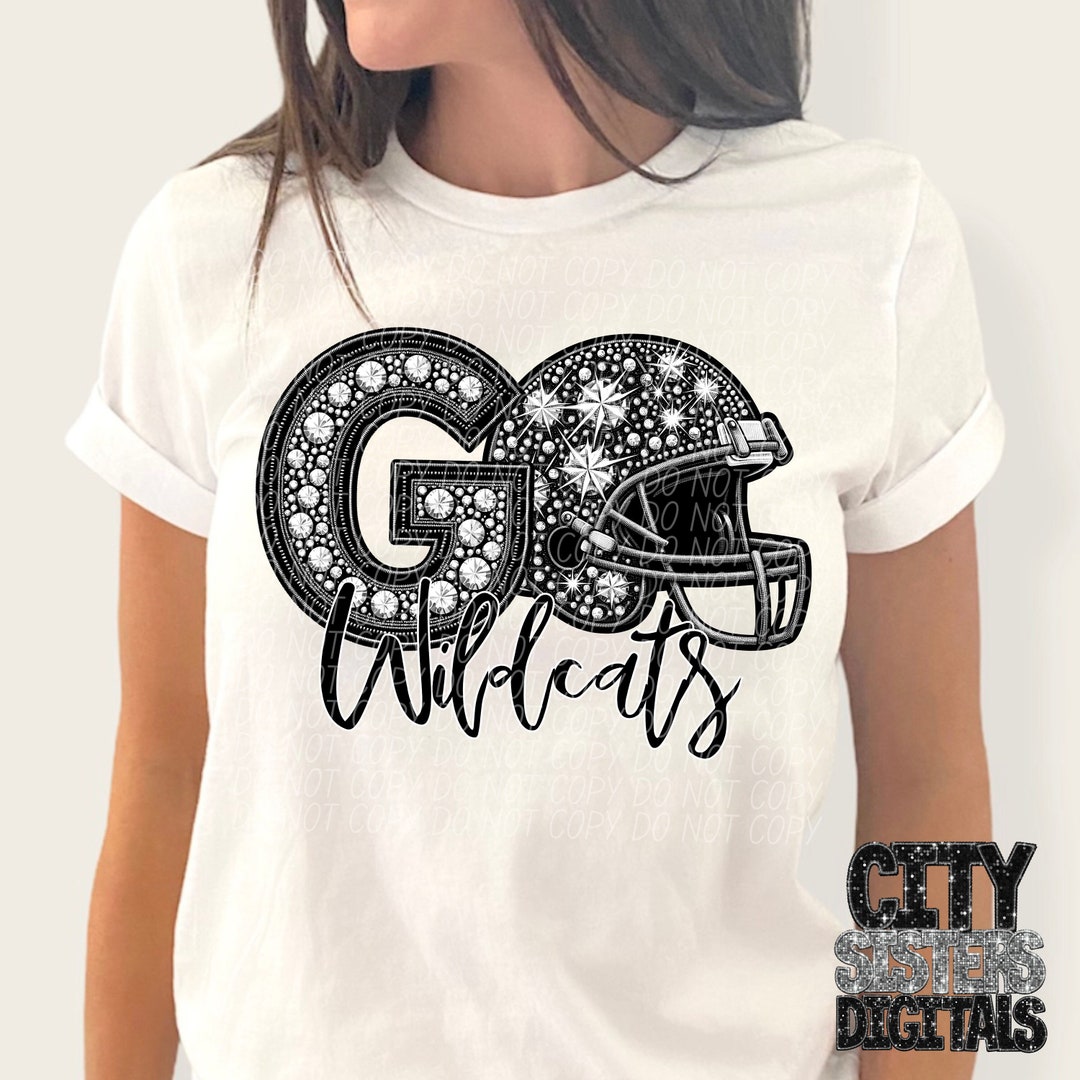GO WILDCATS Png, Rhinestone Faux Embroidery Wildcat, Rhinestone Mascot ...