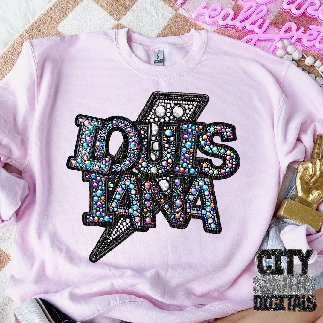LOUISIANA Png, Faux Embroidery Png, Louisiana Rhinestone Png, Digital ...