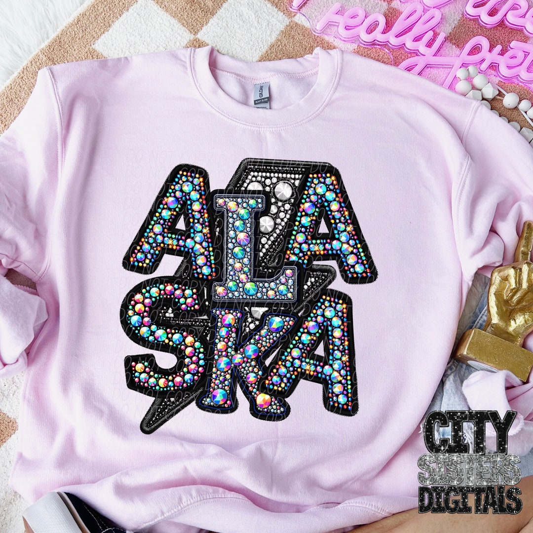 ALASKA Png, Faux Embroidery Png, Alaska Rhinestone Png, Digital for ...