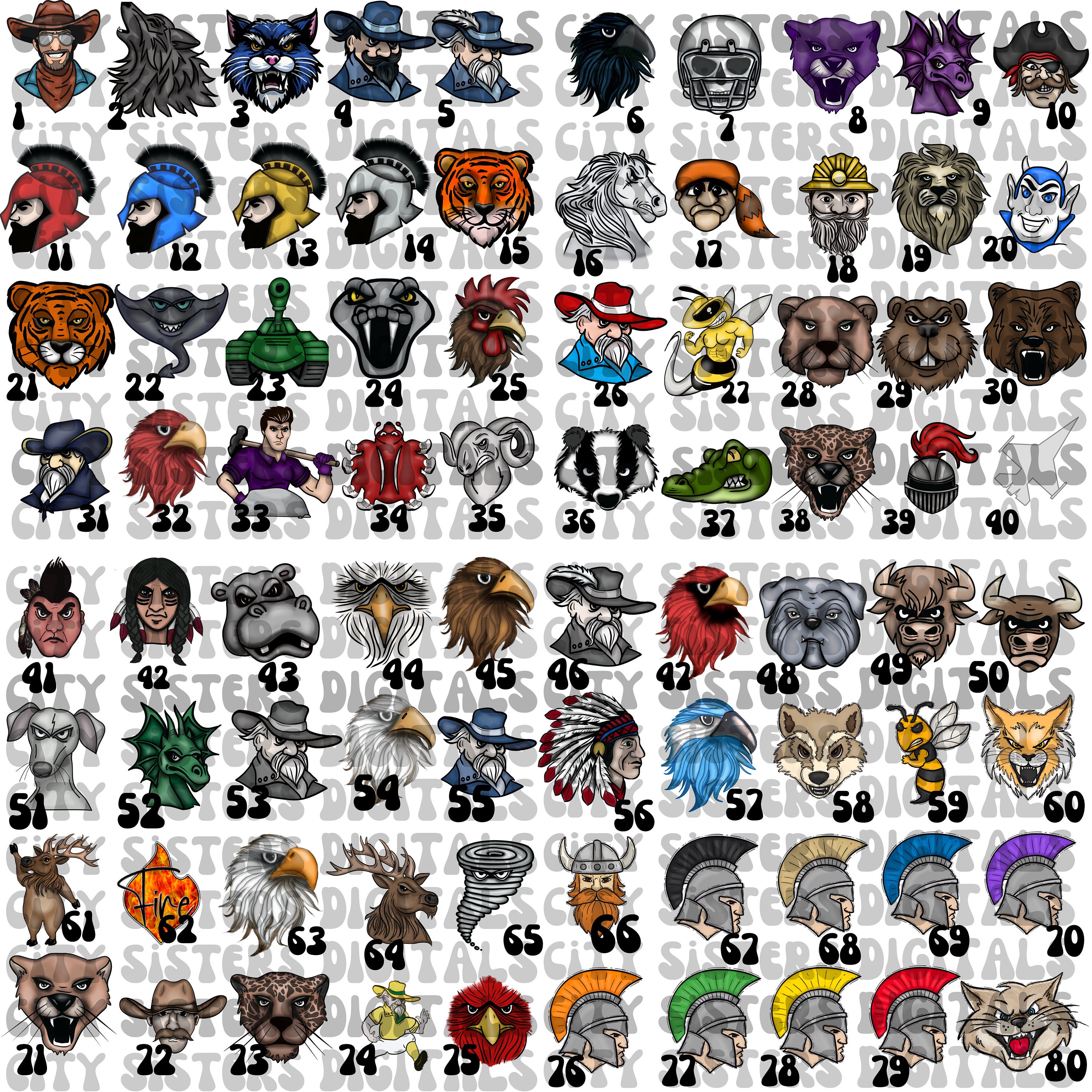CUSTOM MASCOT Png, 340 Mascots Options, Digital for Sublimation and Dtf ...