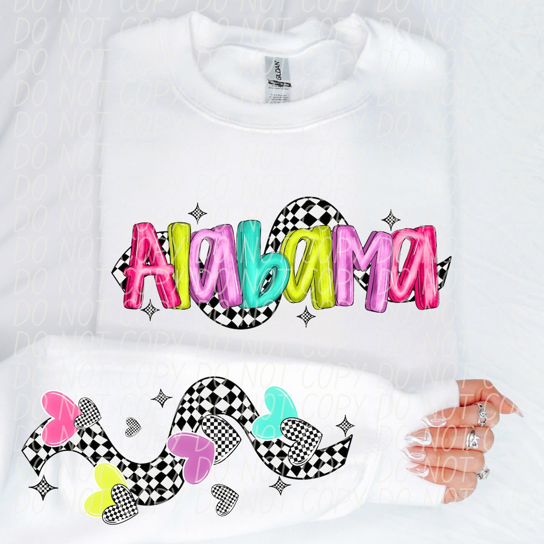 ALABAMA Png, Alabama W/heart Sleeve Png, Alabama Valentines Day Png ...