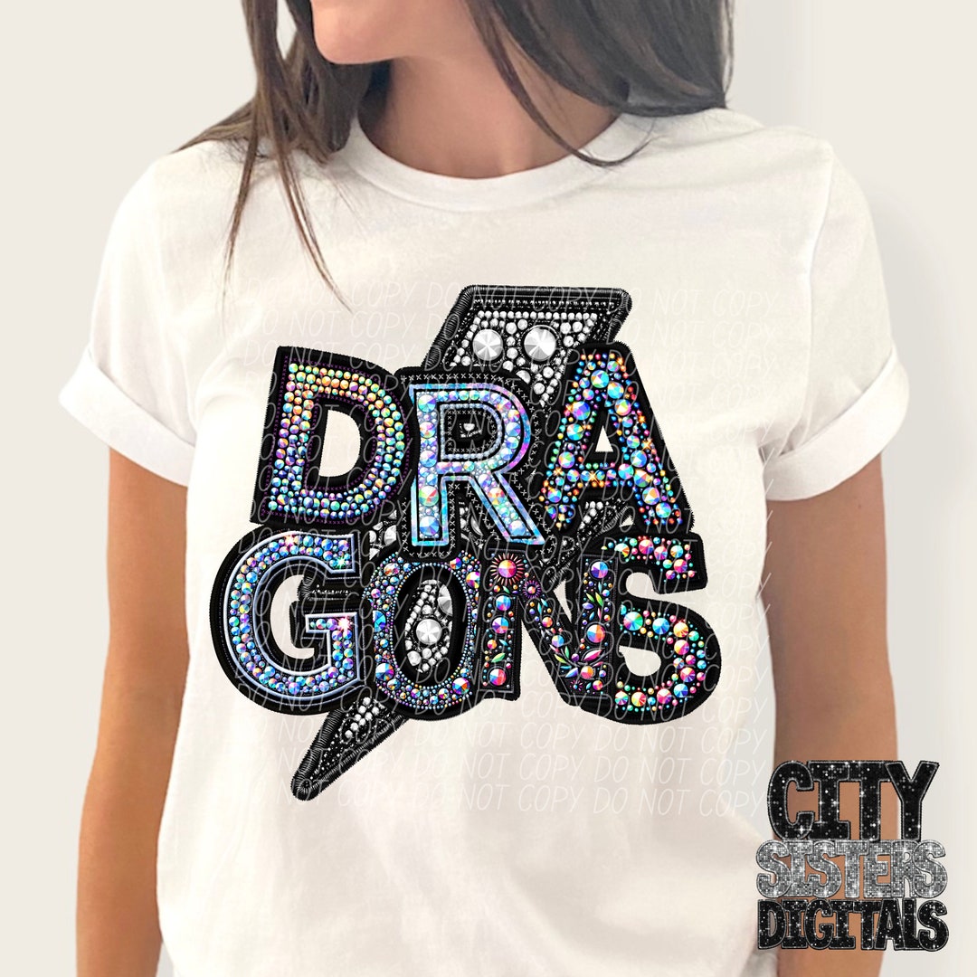 DRAGONS Png, Rhinestone Faux Embroidery Dragons Png, Rhinestone Mascot ...