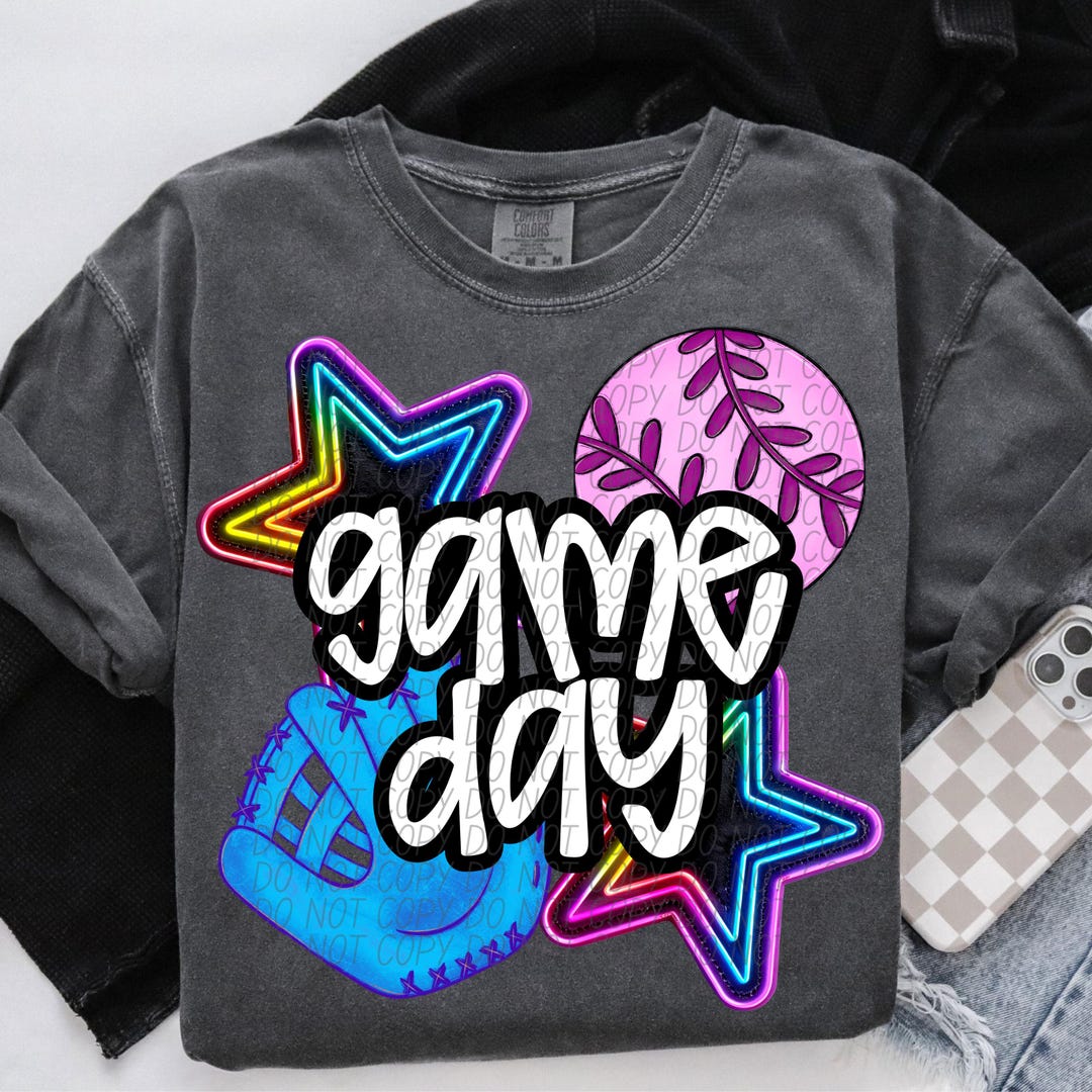 SOFTBALL GAME DAY Png, Neon Softball Png, Softball Digital for ...