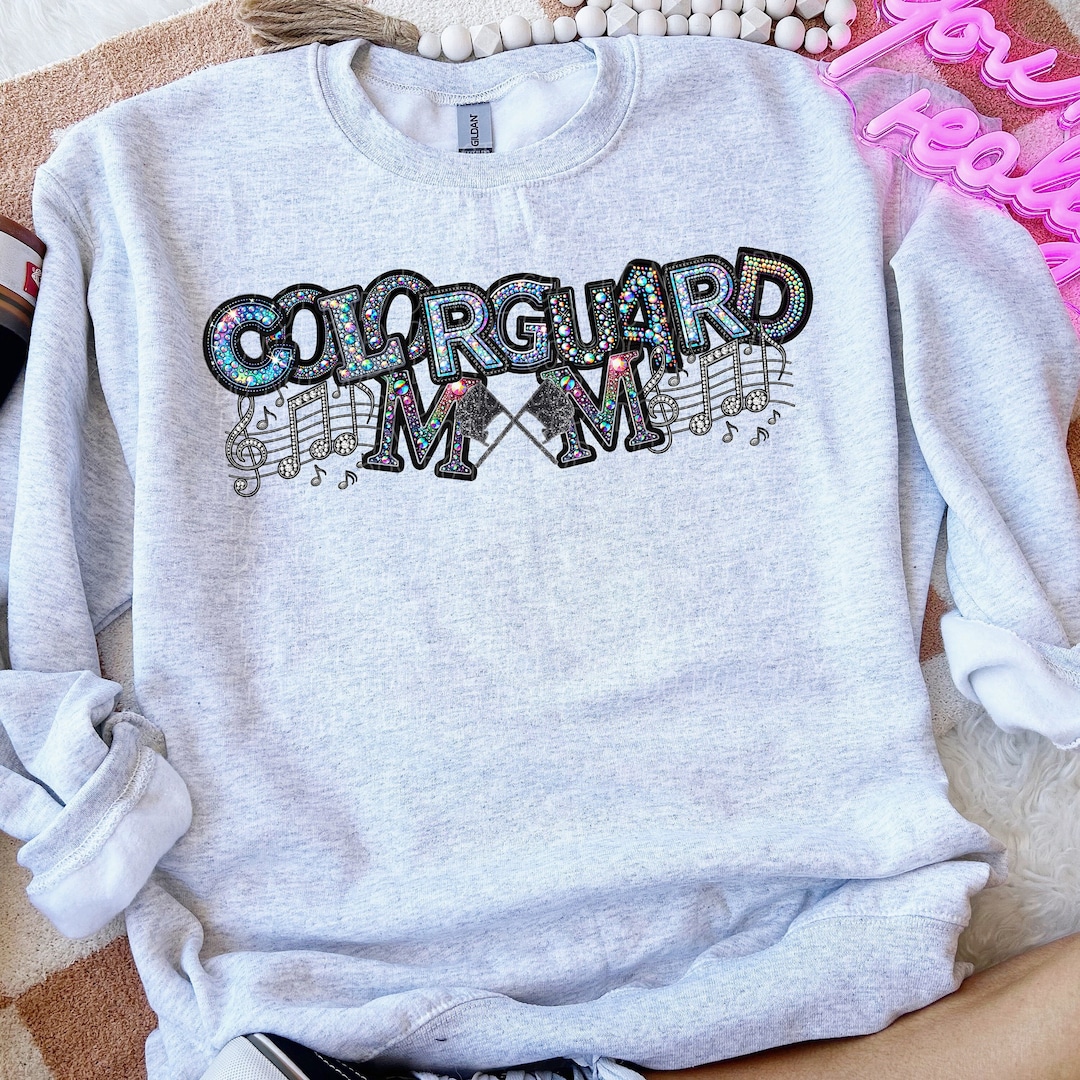 COLOR GUARD MOM Faux Embroidery Rhinestone Digital for Sublimation and ...