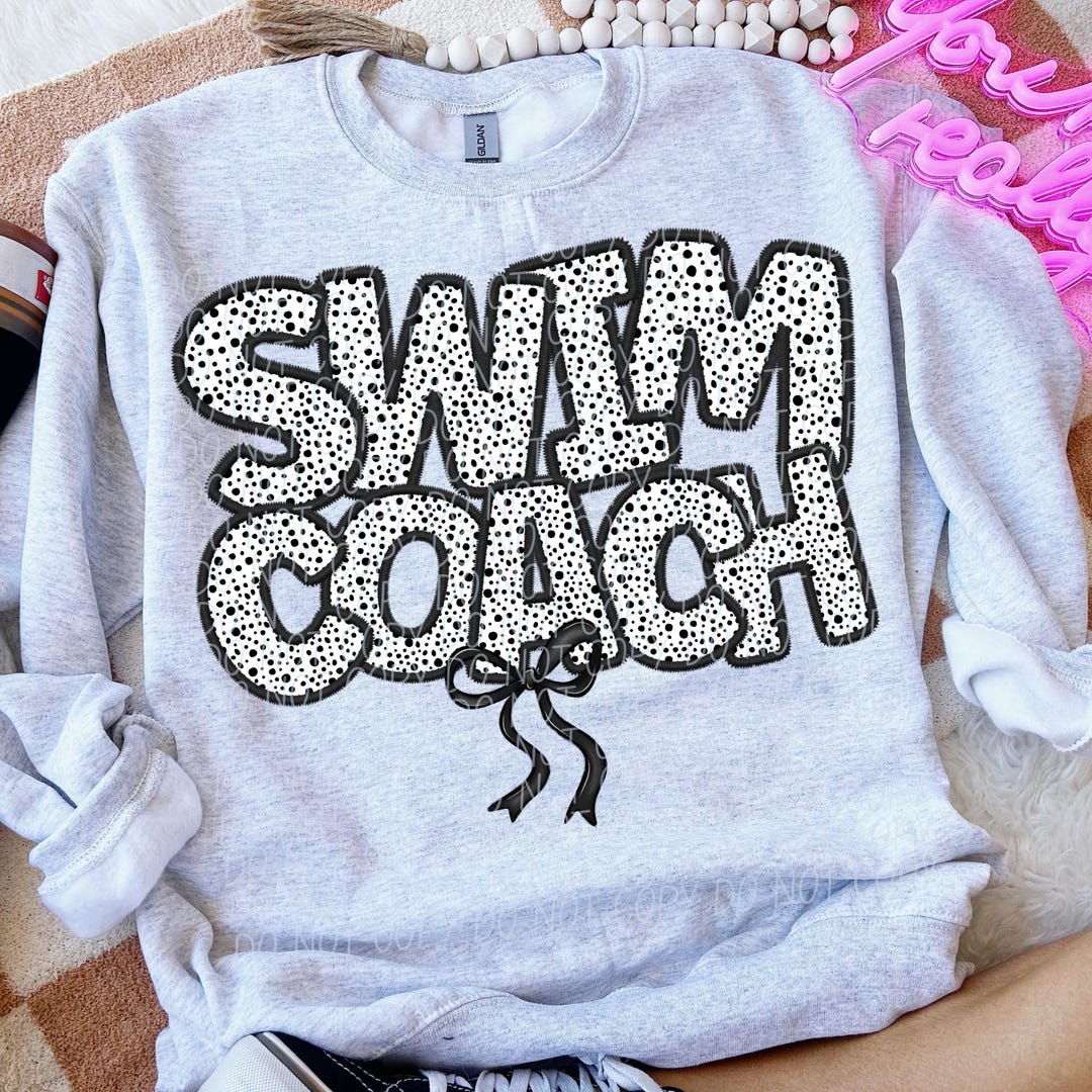SWIM COACH BOW Png, Faux Embroidery Dots Swim Coach Png, Swim Coach ...