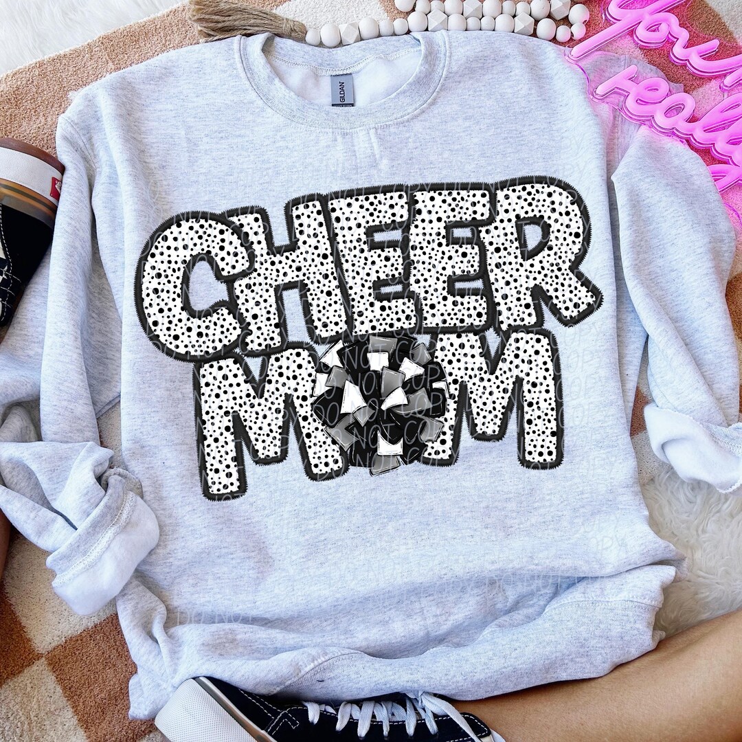 CHEER MOM Png, Faux Embroidery Dots Cheer Mom Png, Cheer Mom Digital ...