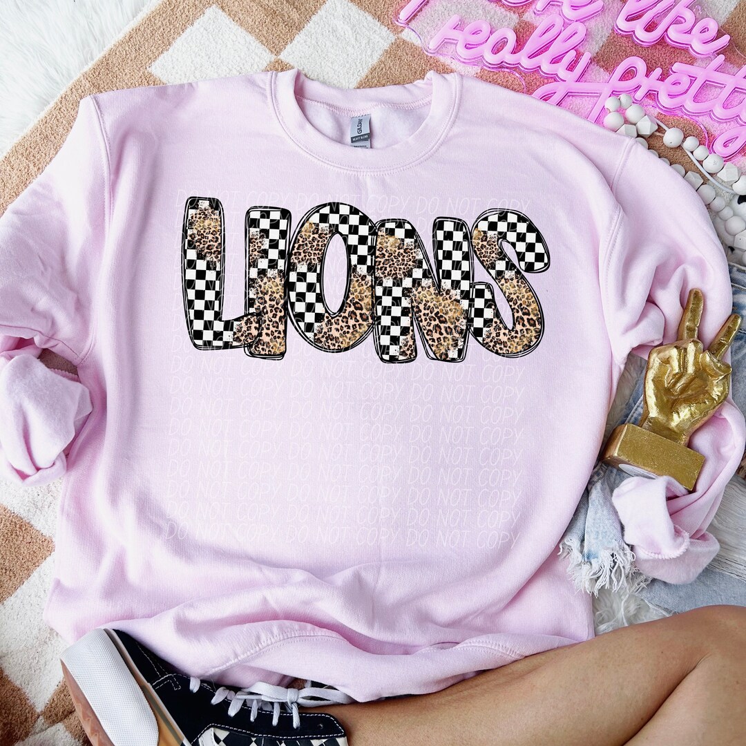 LIONS LEOPARD CHECKER School Spirit Digital for Sublimation & Dtf Png ...