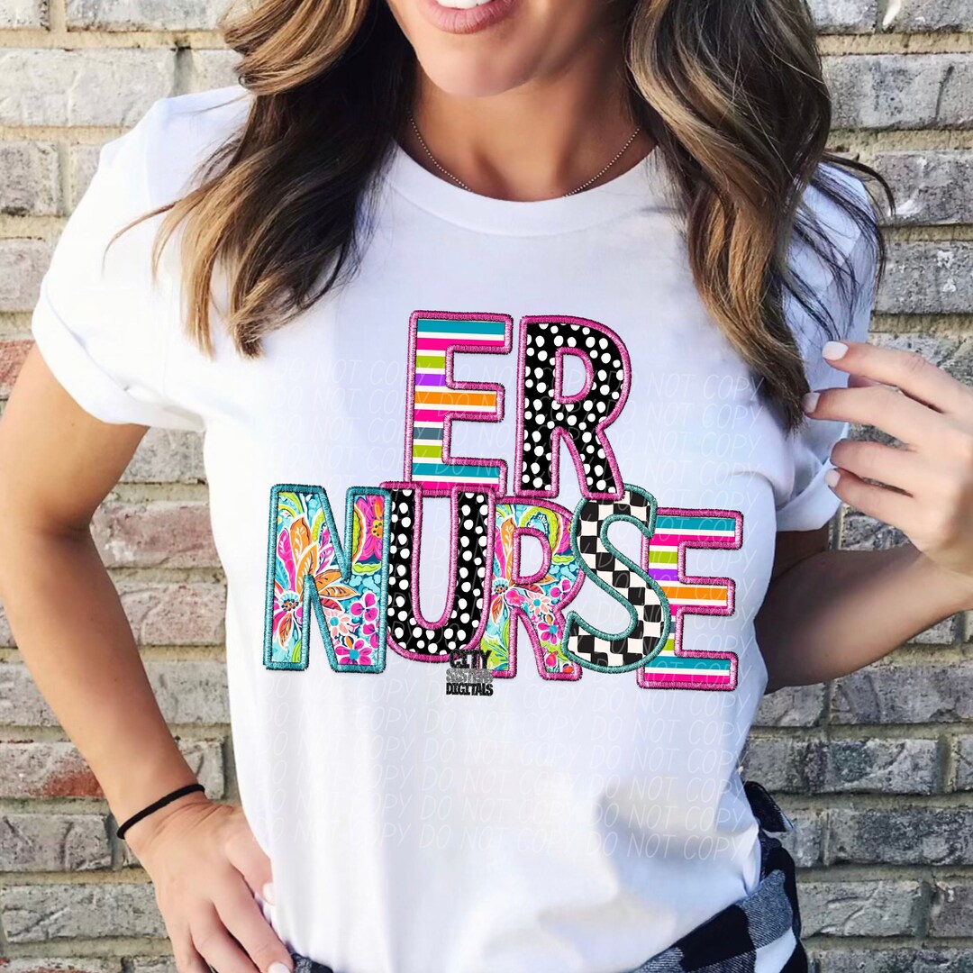 EMERGENCY ROOM NURSE Png, Faux Embroidery Digital, Digital for ...