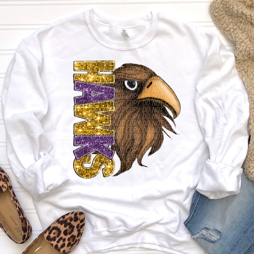 HAWKS Glitter Faux Embroidery Digital for Sublimation & Dtf Png, Hawks ...