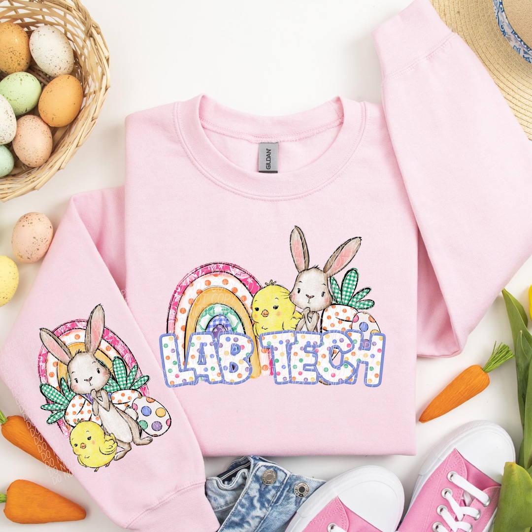 LAB TECH Png, Easter Faux Embroidery Digital, Easter Lab Tech Digital ...