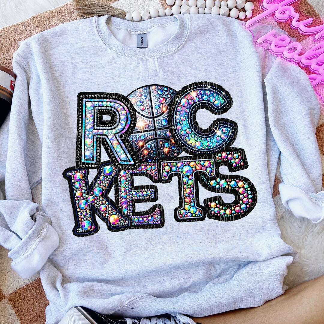 ROCKETS BASKETBALL Png, Rhinestone Faux Embroidery Rockets Png, Rockets ...