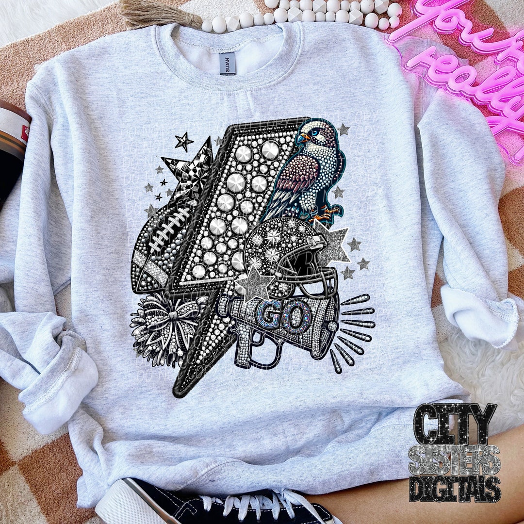 FALCONS RHINESTONE FOOTBALL Png, Rhinestone Faux Embroidery Falcon Png ...