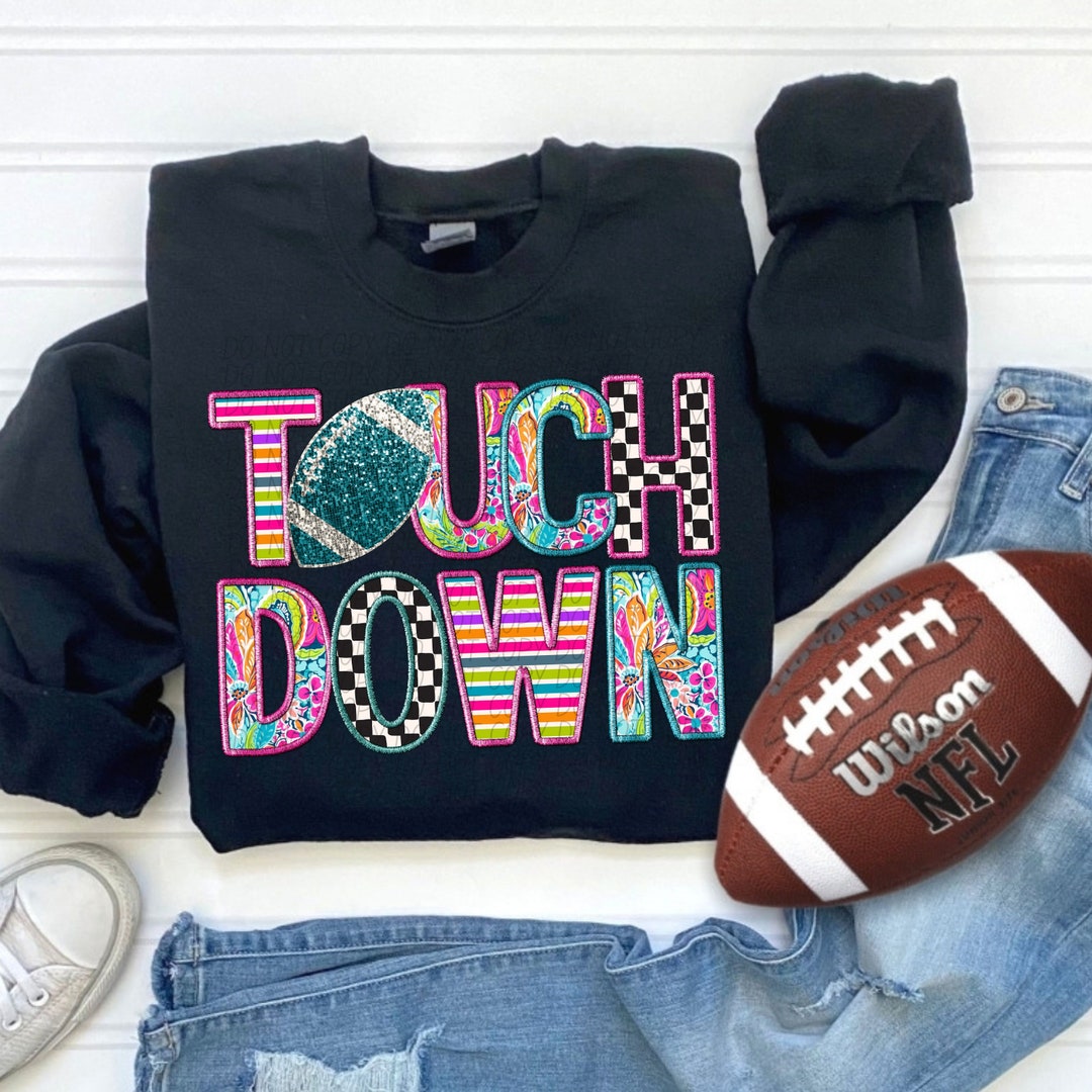 COLORFUL TOUCHDOWN Png, Faux Embroidery, Faux Glitter, Touchdown Season ...