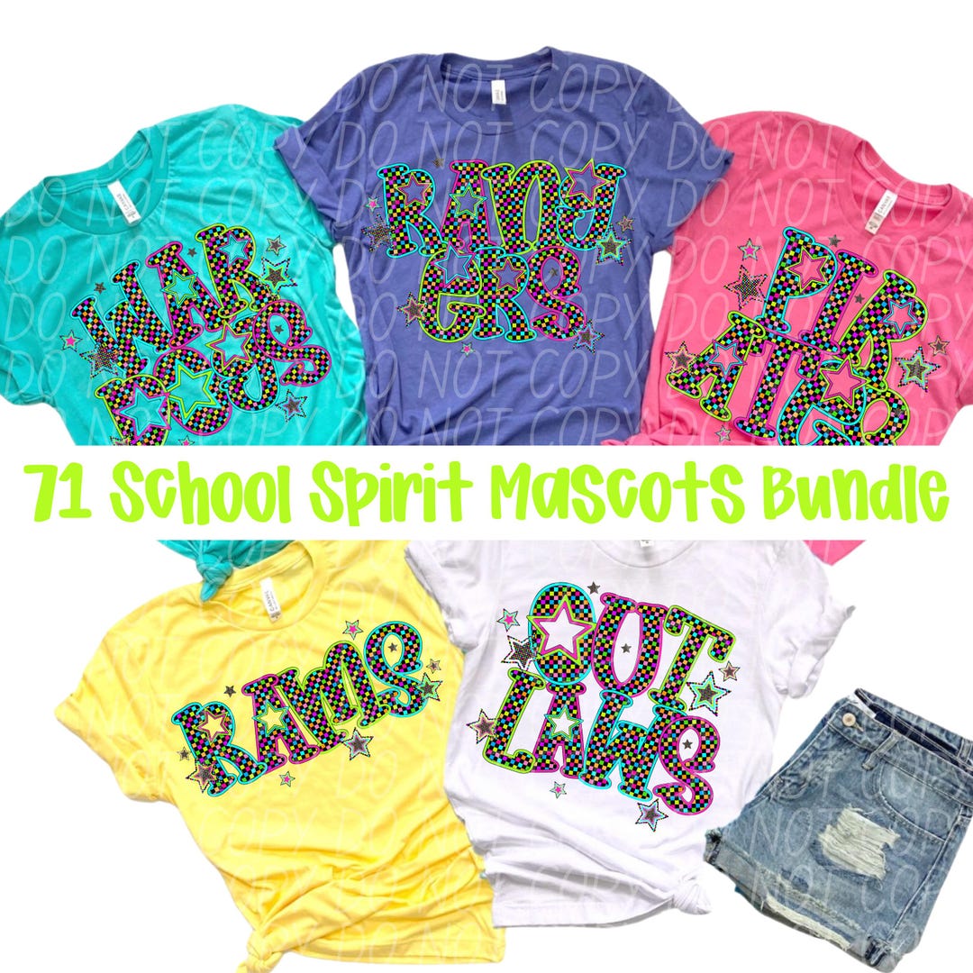 SCHOOL SPIRIT BUNDLE, 71 Mascots Bundle Png, Neon School Spirit Png ...