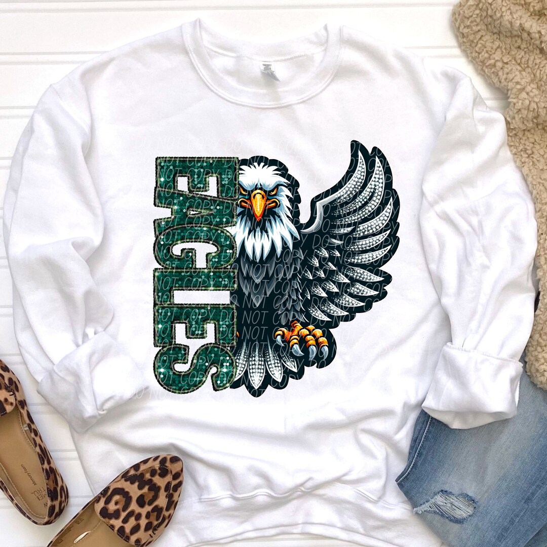 EAGLES Png, Rhinestone Glitter Faux Embroidery Eagles Png, Rhinestone Mascot, Digital for ...
