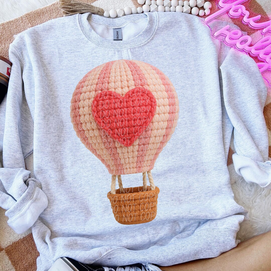CROCHET VALENTINE HOT Air Balloon Png, Valentines Day Png, Valentine ...