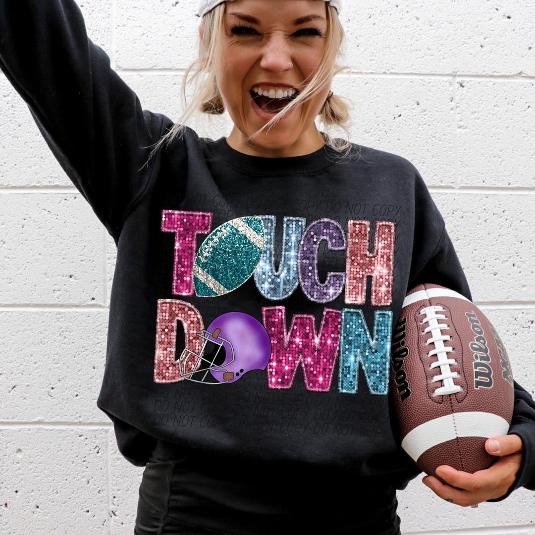 COLORFUL TOUCHDOWN Png, Faux Embroidery, Faux Glitter, Touchdown Season ...