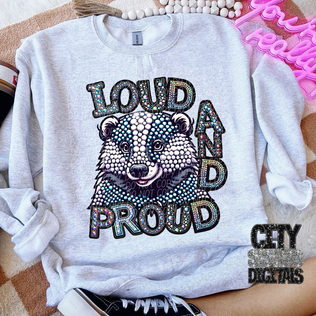 LOUD PROUD BADGERS Png, Rhinestone Faux Embroidery Badgers Png ...