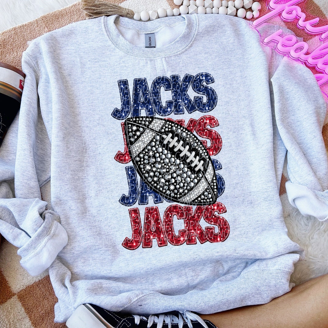 JACKS FOOTBALL Rhinestone Faux Embroidery Digital for Sublimation & Dtf ...