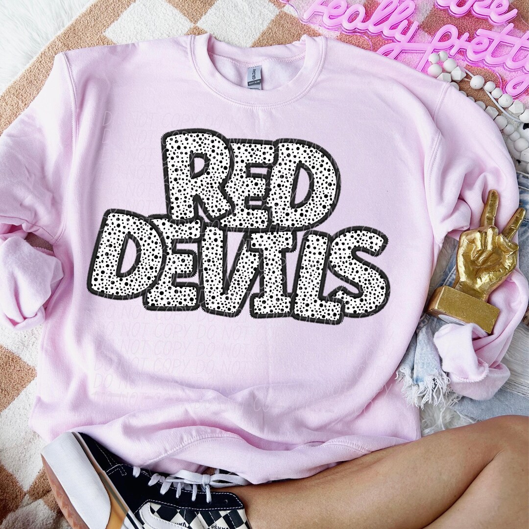 RED DEVILS Png, Red Devils Faux Embroidery Digital for Sublimation ...