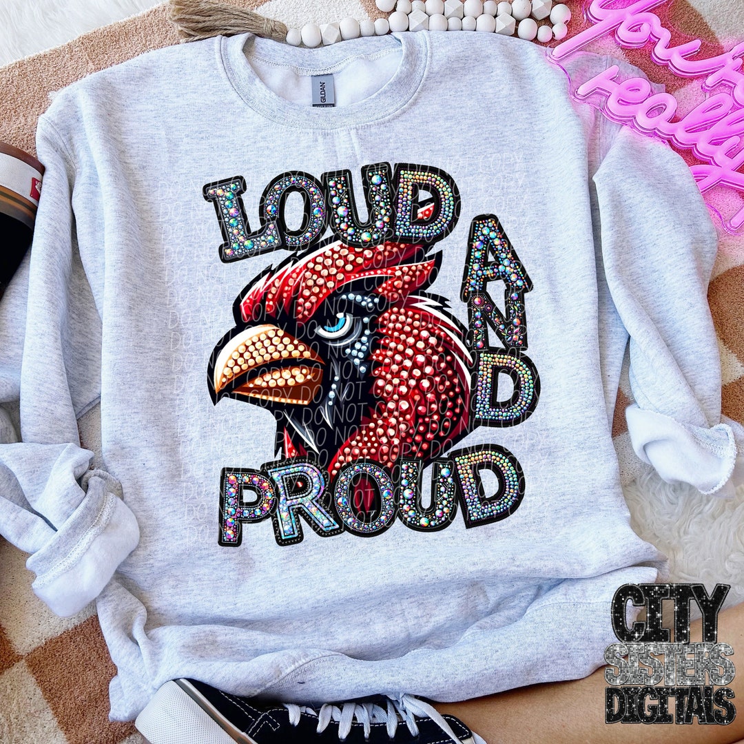 LOUD PROUD CARDINALS Png, Rhinestone Faux Embroidery Cardinal Png ...