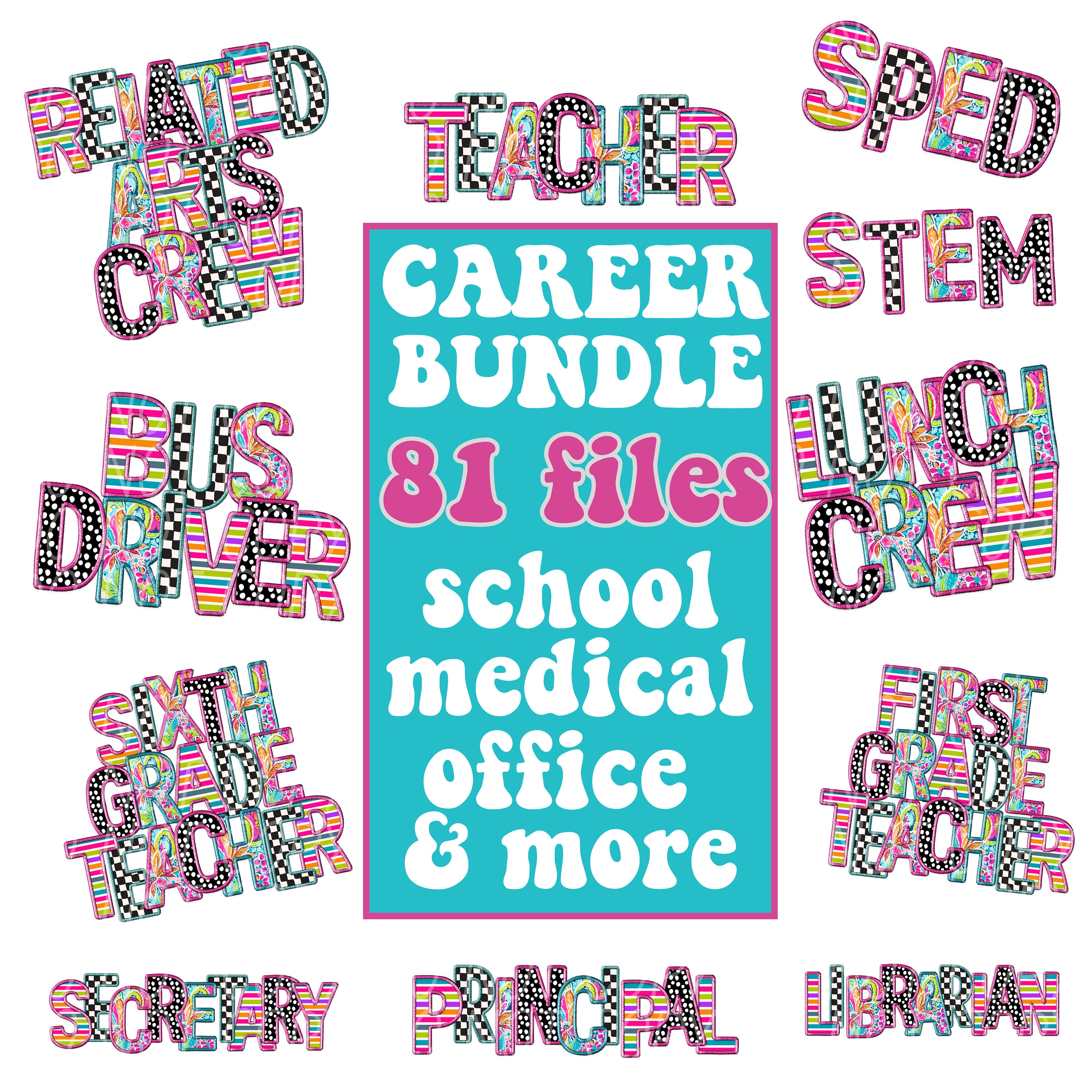 CAREER BUNDLE, Faux Embroidery, Digital for Sublimation & Dtf, Nurse ...
