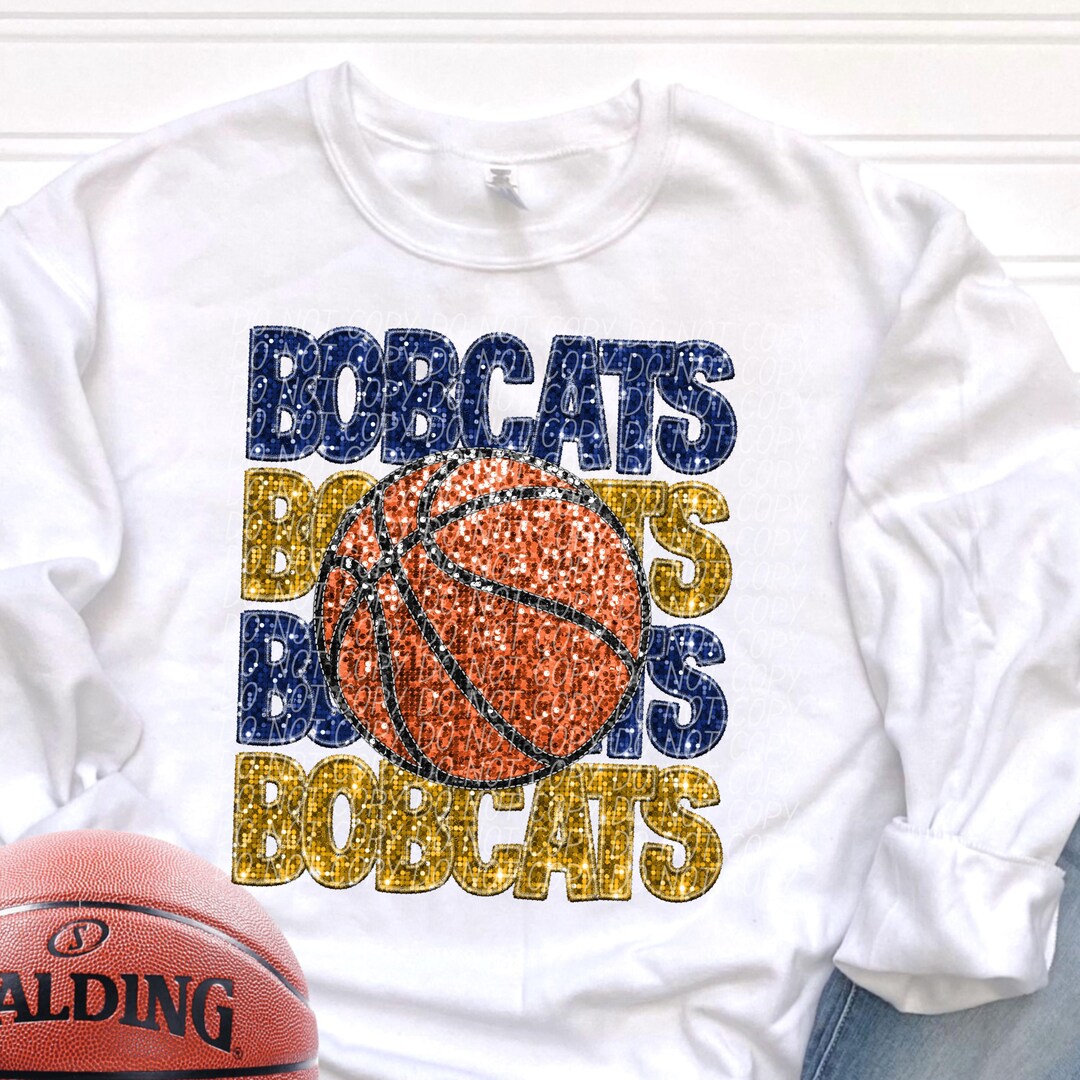 BOBCATS BASKETBALL Png, Bobcats Glitter Faux Embroidery Digital for ...