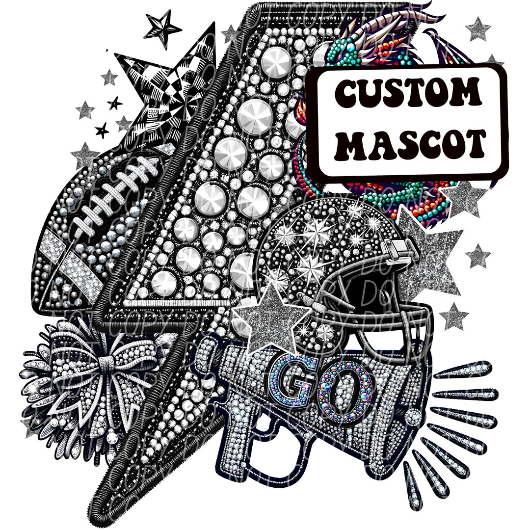 CUSTOM RHINESTONE FOOTBALL Png, 341 Mascots Options, Digital for ...