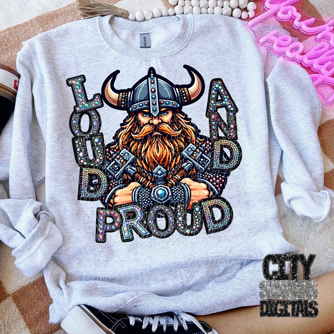 LOUD PROUD VIKINGS Png, Rhinestone Faux Embroidery, Vikings Mascot ...