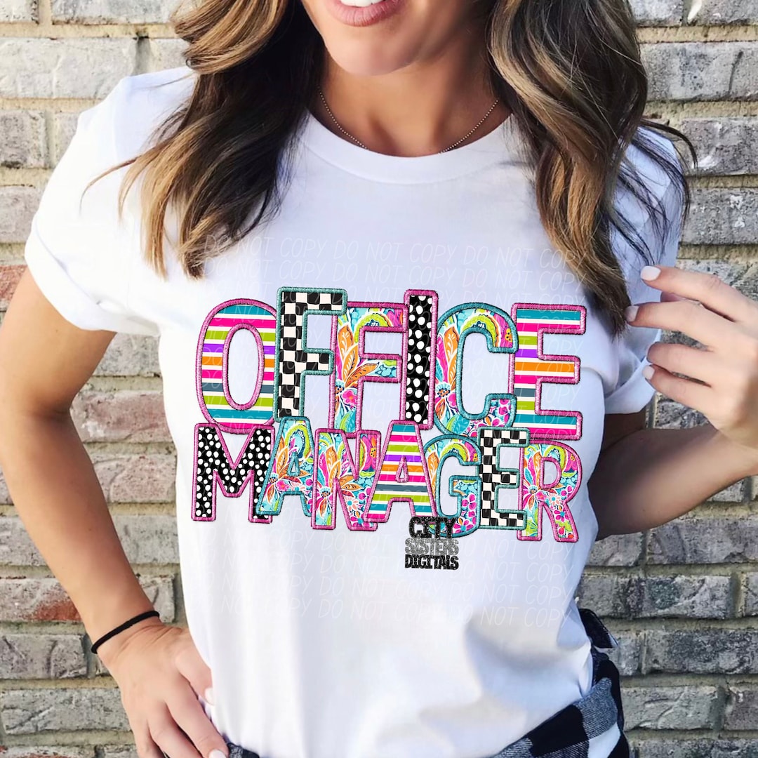 OFFICE MANAGER Png, Faux Embroidery Digital, Digital for Sublimation ...