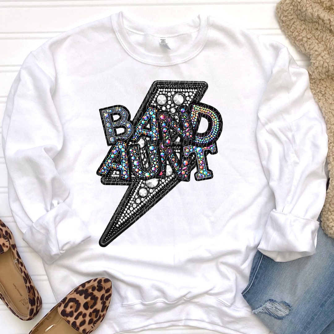 BAND AUNT Png, Faux Embroidery Rhinestone Band Aunt Png, Band Aunt ...