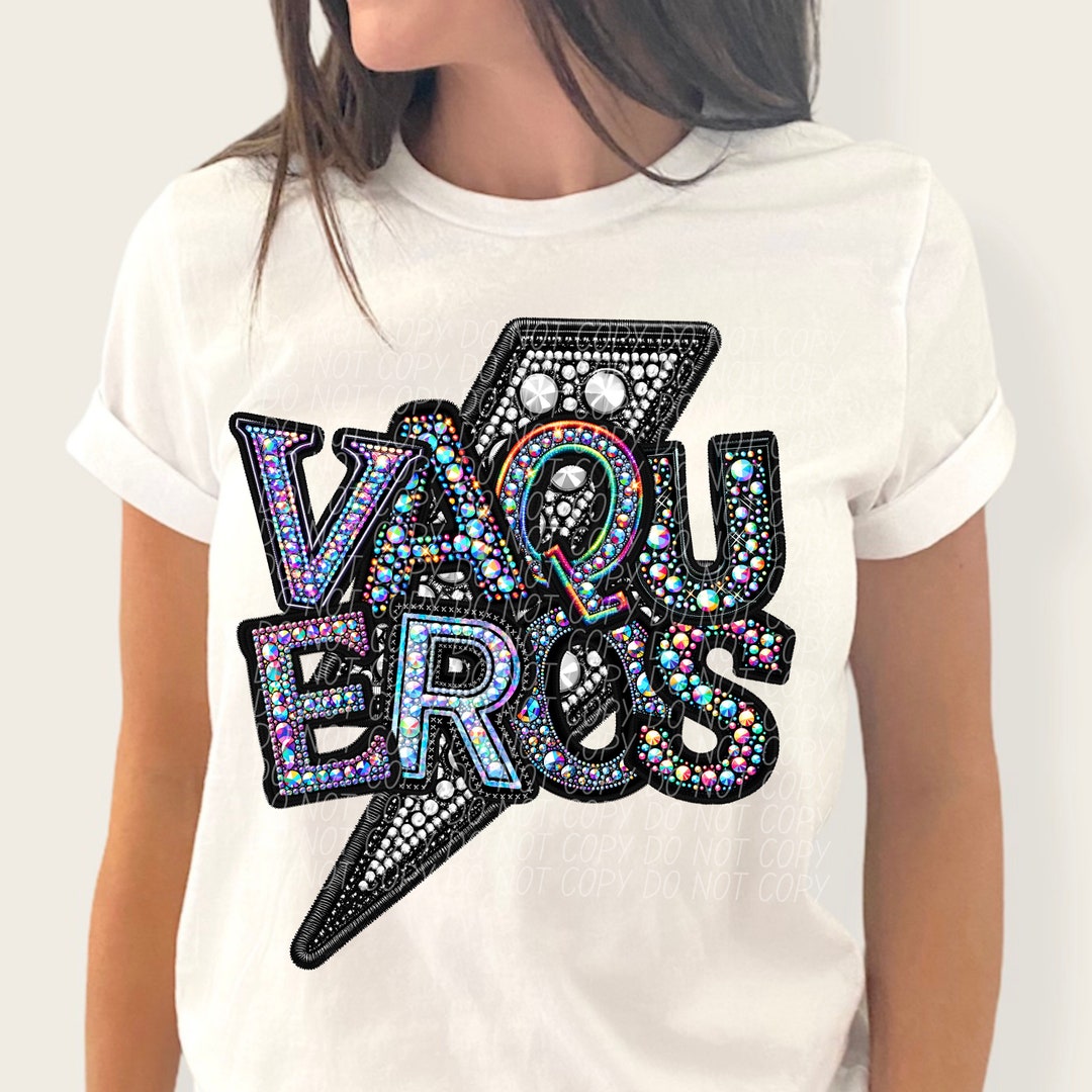 VAQUEROS Png, Rhinestone Faux Embroidery Vaqueros, Rhinestone Mascot ...