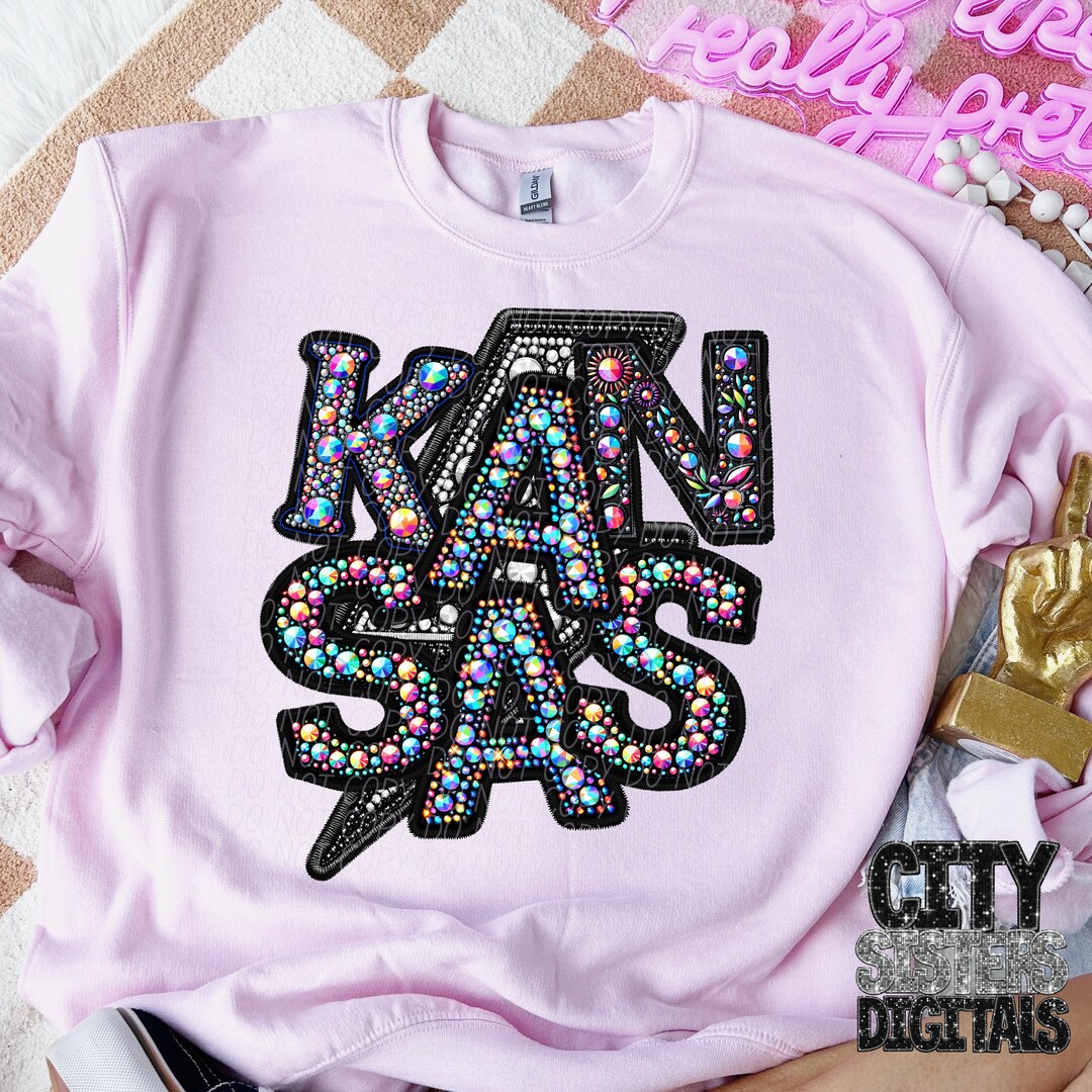 KANSAS Png, Faux Embroidery Png, Kansas Rhinestone Png, Digital for ...