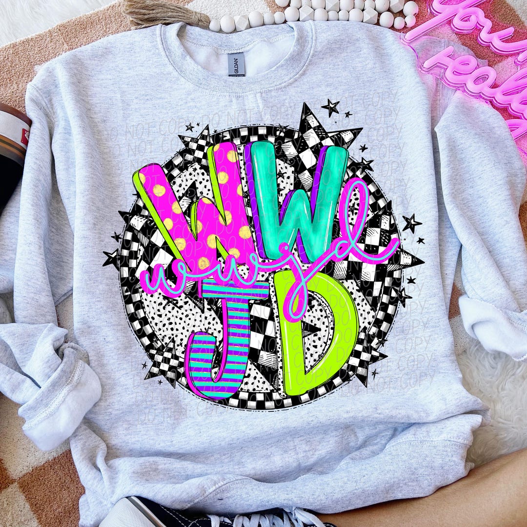 WWJD Png, Neon Checker What Would Jesus Do Png, WWJD Digital for ...