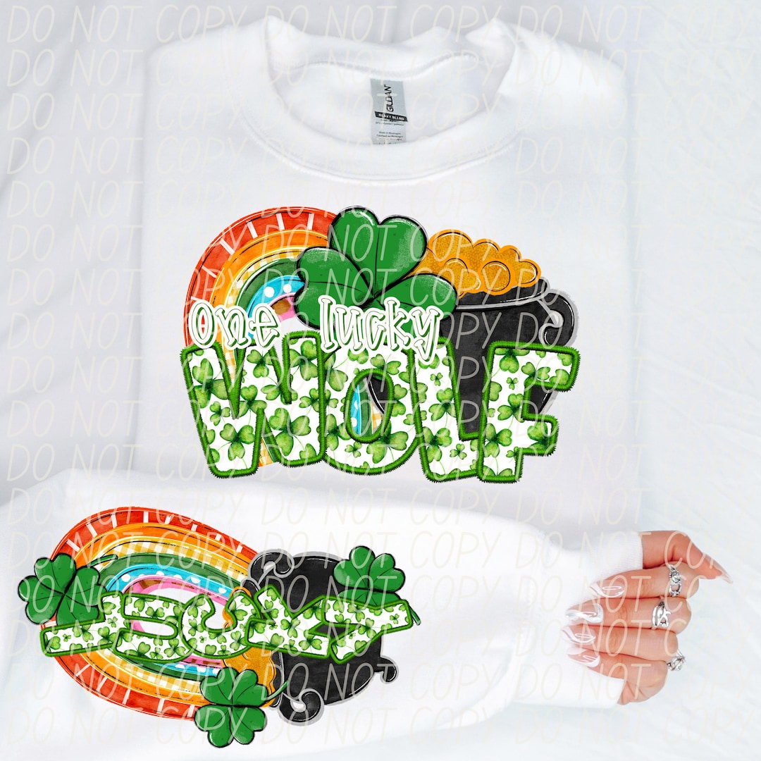 WOLVES St. PATRICK Day Digital for Sublimation & Dtf, One Lucky Wolf ...