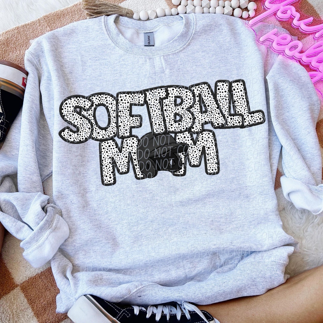 SOFTBALL MOM Png, Faux Embroidery Dots Softball Mom Png, Softball Mom ...