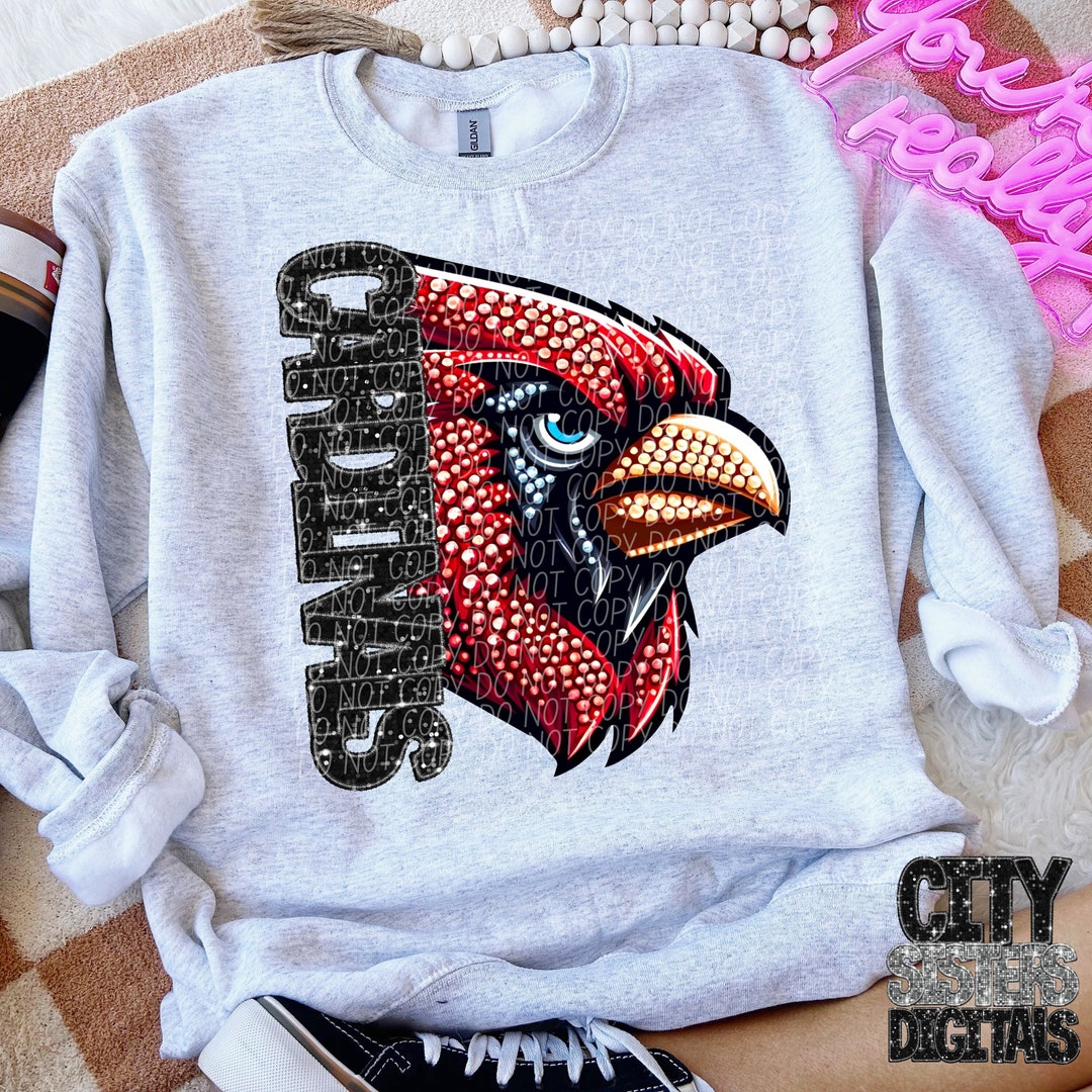 CARDINALS Png, Rhinestone Glitter Faux Embroidery Cardinal Png ...