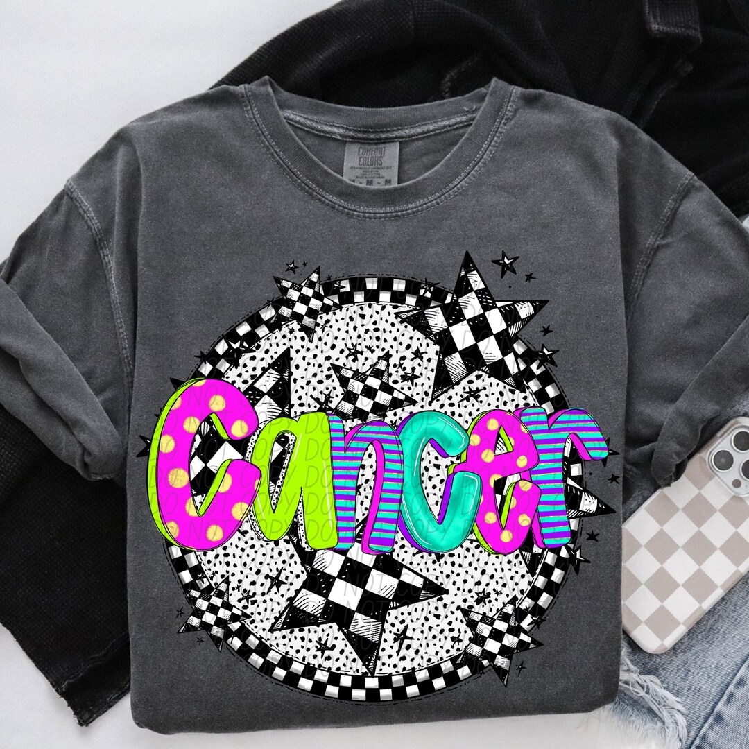 Cancer Png, Neon Checker Stars Cancer Png, Cancer Digital for ...