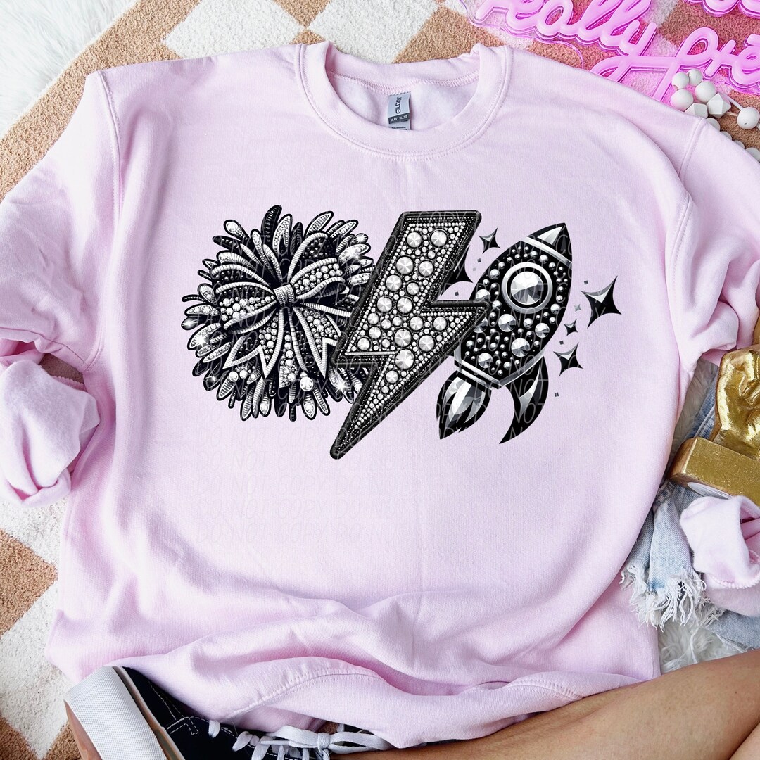ROCKETS CHEER Rhinestone Faux Embroidery Digital for Sublimation & Dtf ...