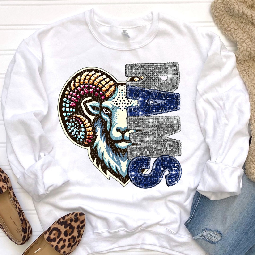 RAMS Glitter Rhinestone Faux Embroidery Digital for Sublimation & Dtf ...