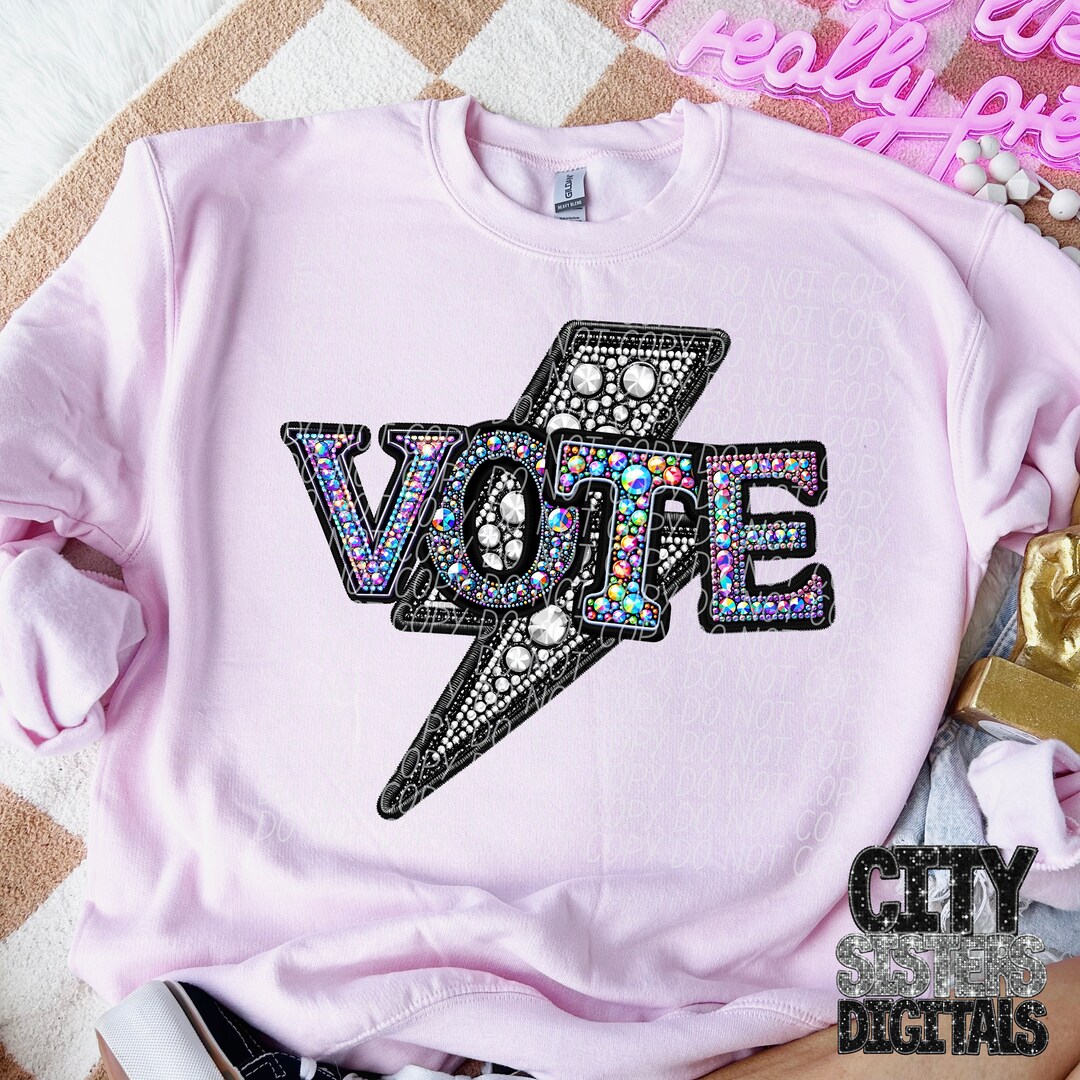 VOTE Rhinestone Png, Digital for Sublimation and Dtf, Faux Embroidery ...