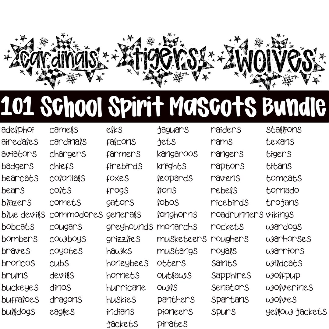 SCHOOL SPIRIT BUNDLE, 101 Mascots Bundle Png, Checker School Spirit Png ...