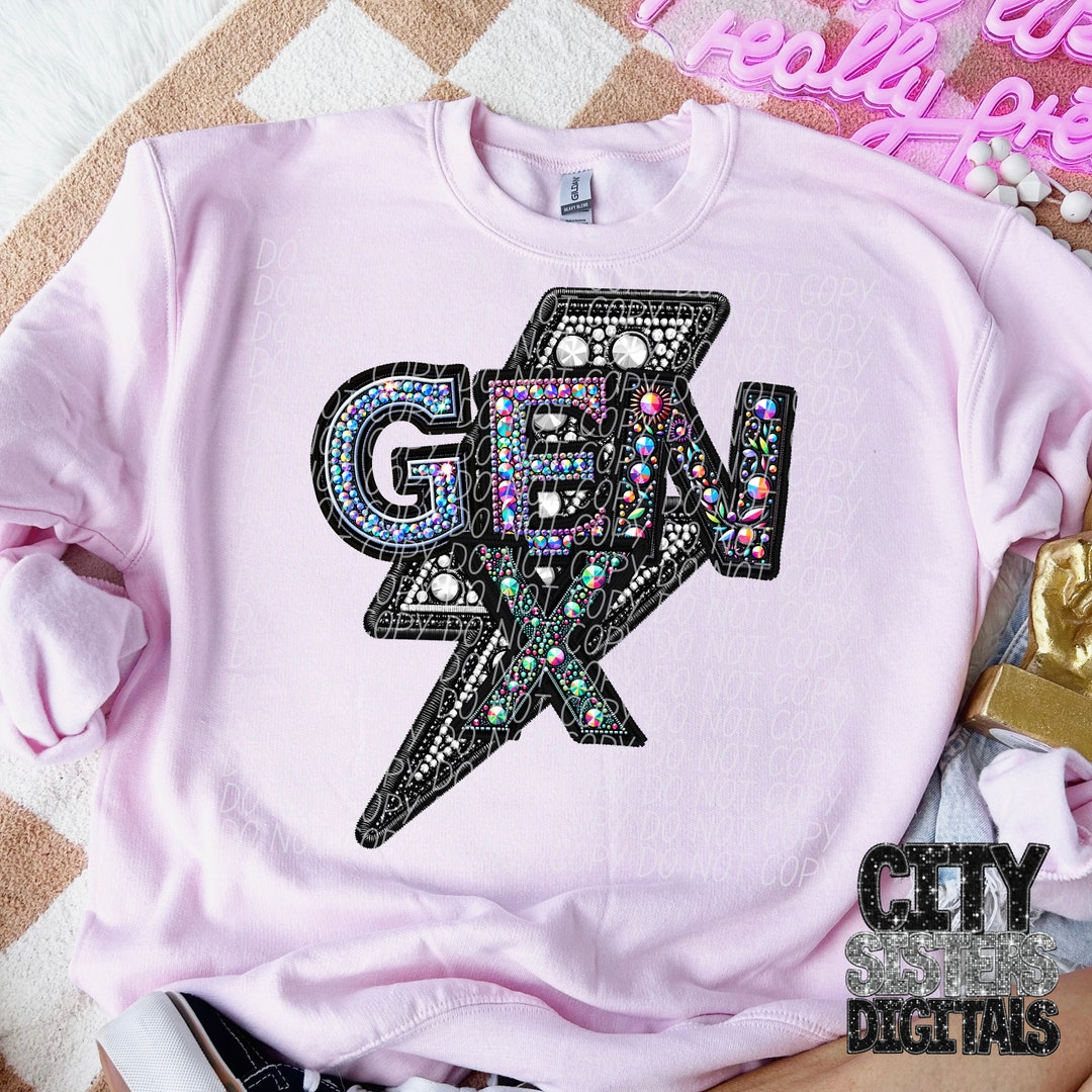 GEN X RHINESTONE Png, Digital for Sublimation and Dtf, Faux Embroidery ...