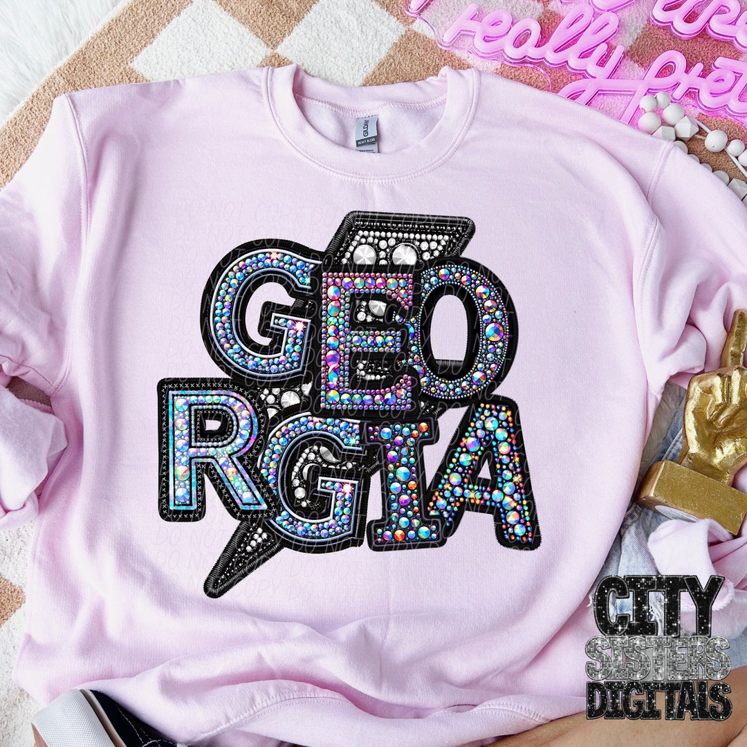 GEORGIA Png, Faux Embroidery Png, Georgia Rhinestone Png, Digital for ...