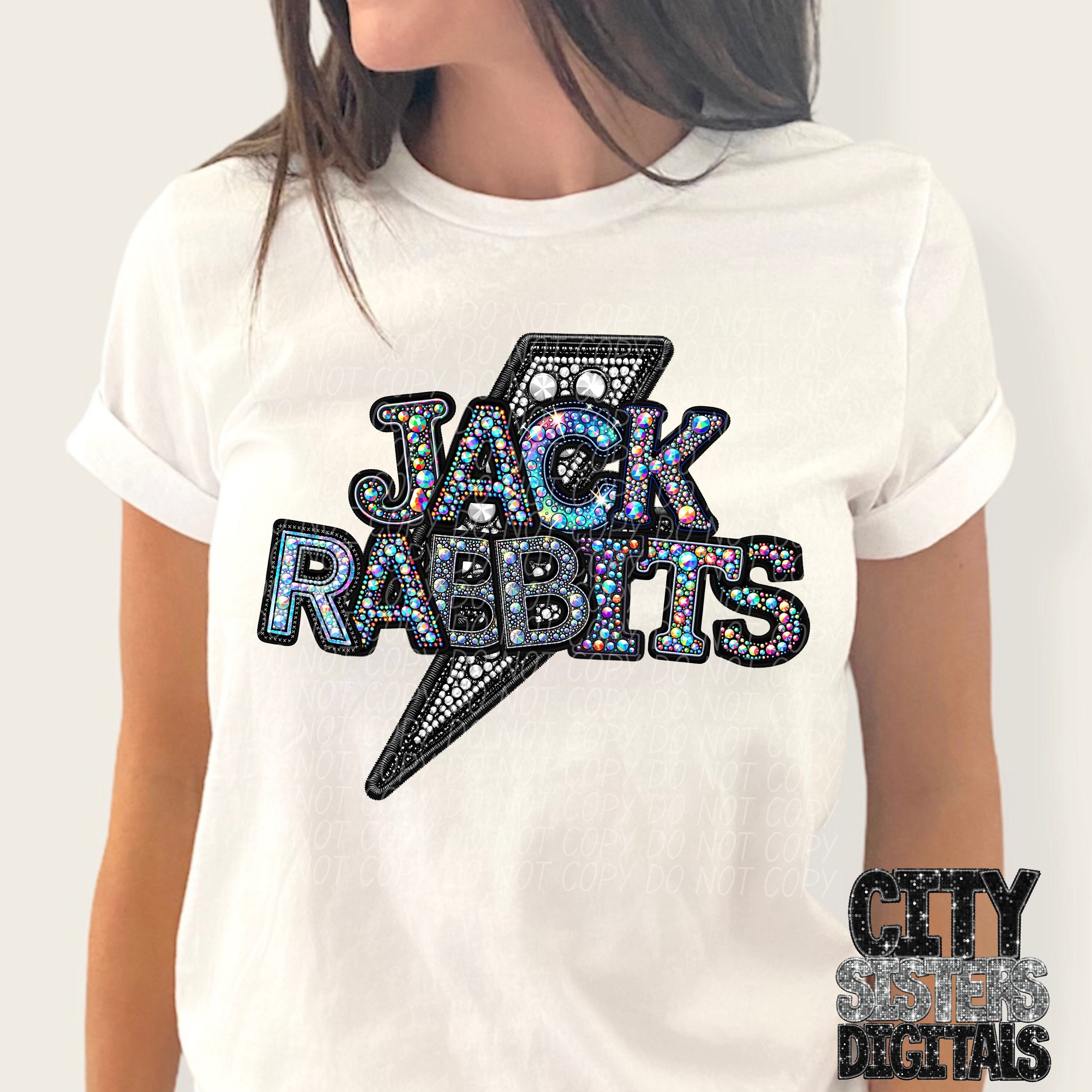 JACK RABBITS Png, Rhinestone Faux Embroidery Jack Rabbits Png ...