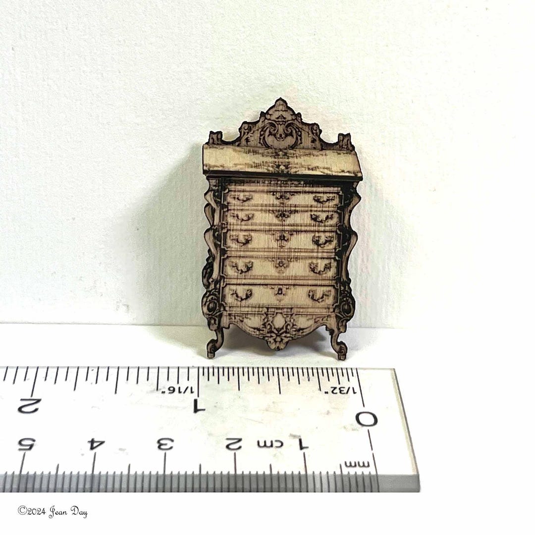 KIT Tall Bedroom Dresser KIT, 1:48, Quarter Scale Dollhouse Miniature ...