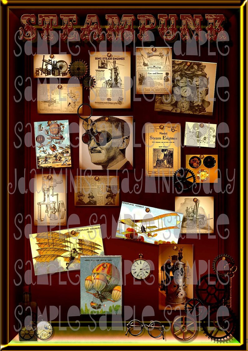 Steampunk Inspiration Collage Page Instant Digital Download - Etsy