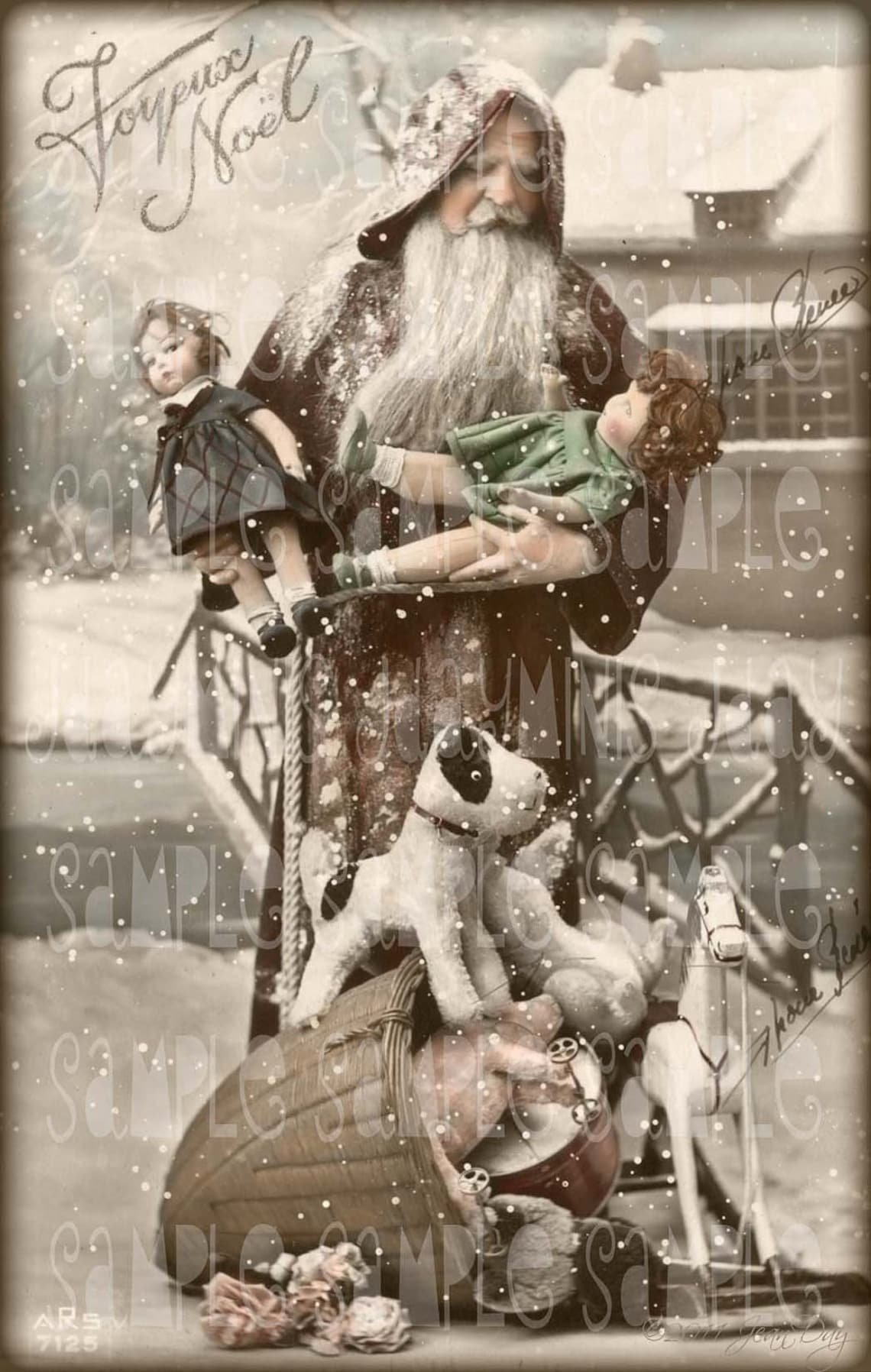 French Christmas Le Pere Noel With Lenci Dolls French - Etsy